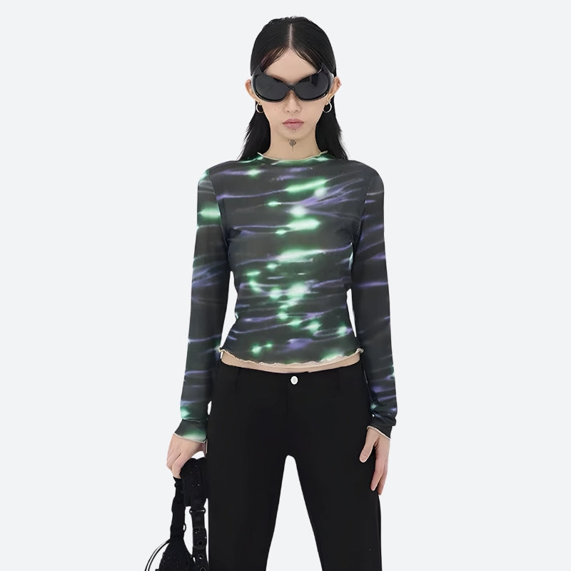 Cyberpunk Green Lights Mesh Top – MAUV STUDIO®® – MAUVSTUDIO®