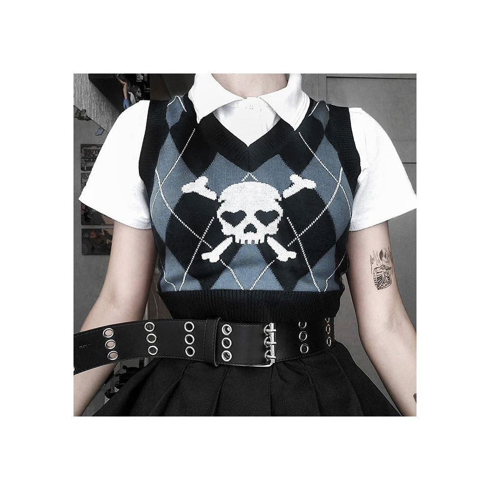 Emo Aesthetic Argyle Vest - Streetwear Society Aesthetic Clothes