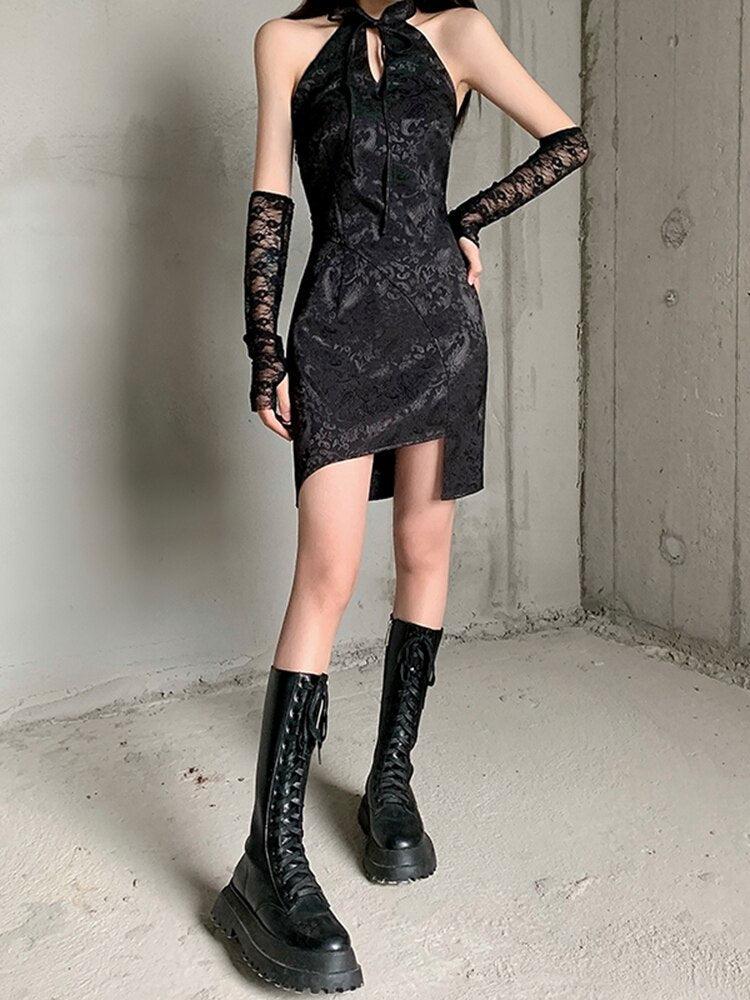 Goth Halter Mini Dress - Mauv Studio – MAUV STUDIO®