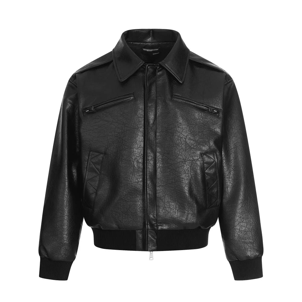Y2K Retro Leather Biker Jacket – MAUV STUDIO®