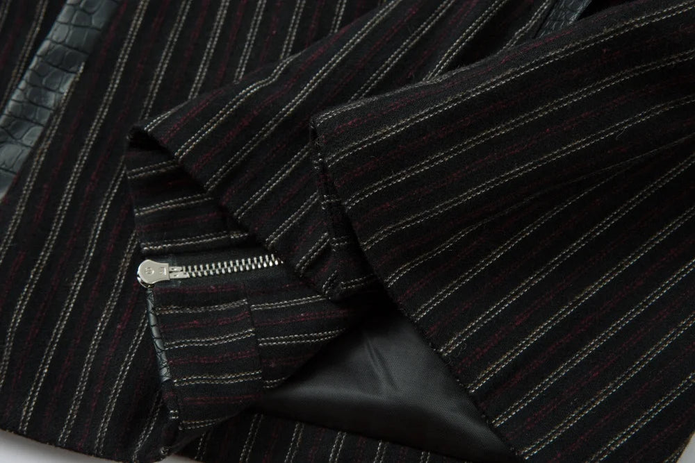 Y2K Striped Crocodile Effect Leather Jacket – MAUV STUDIO®