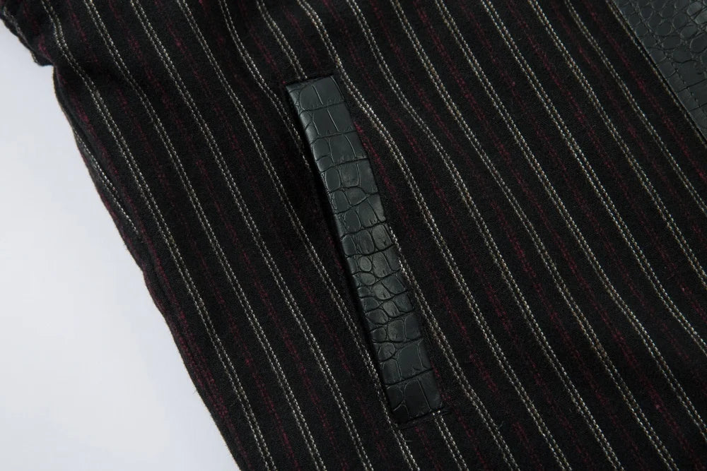 Y2K Striped Crocodile Effect Leather Jacket – MAUV STUDIO®