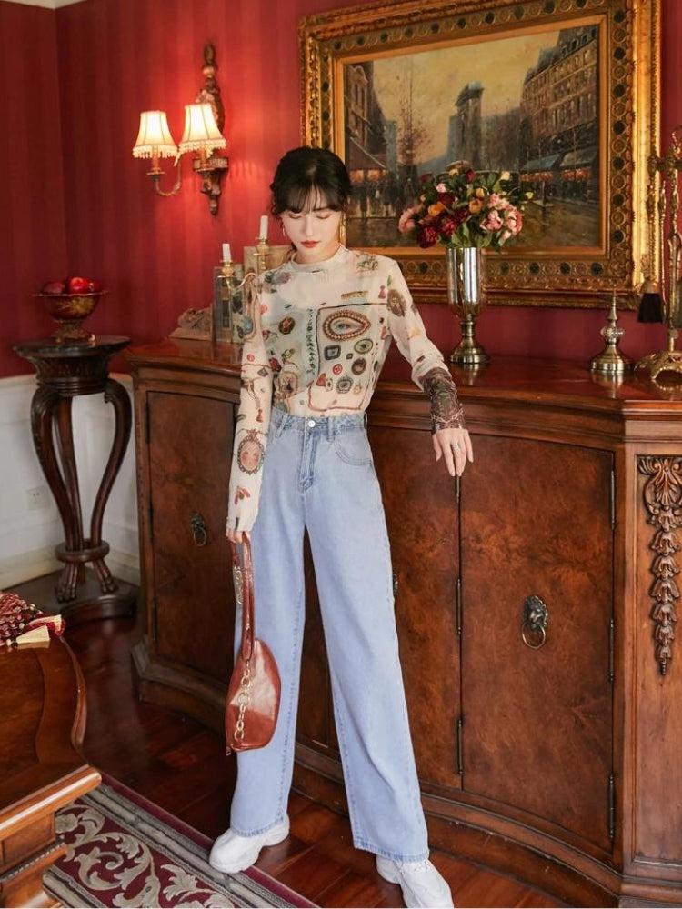 Vintage Symbols Sheer Top – Mauv Studio – MAUV STUDIO