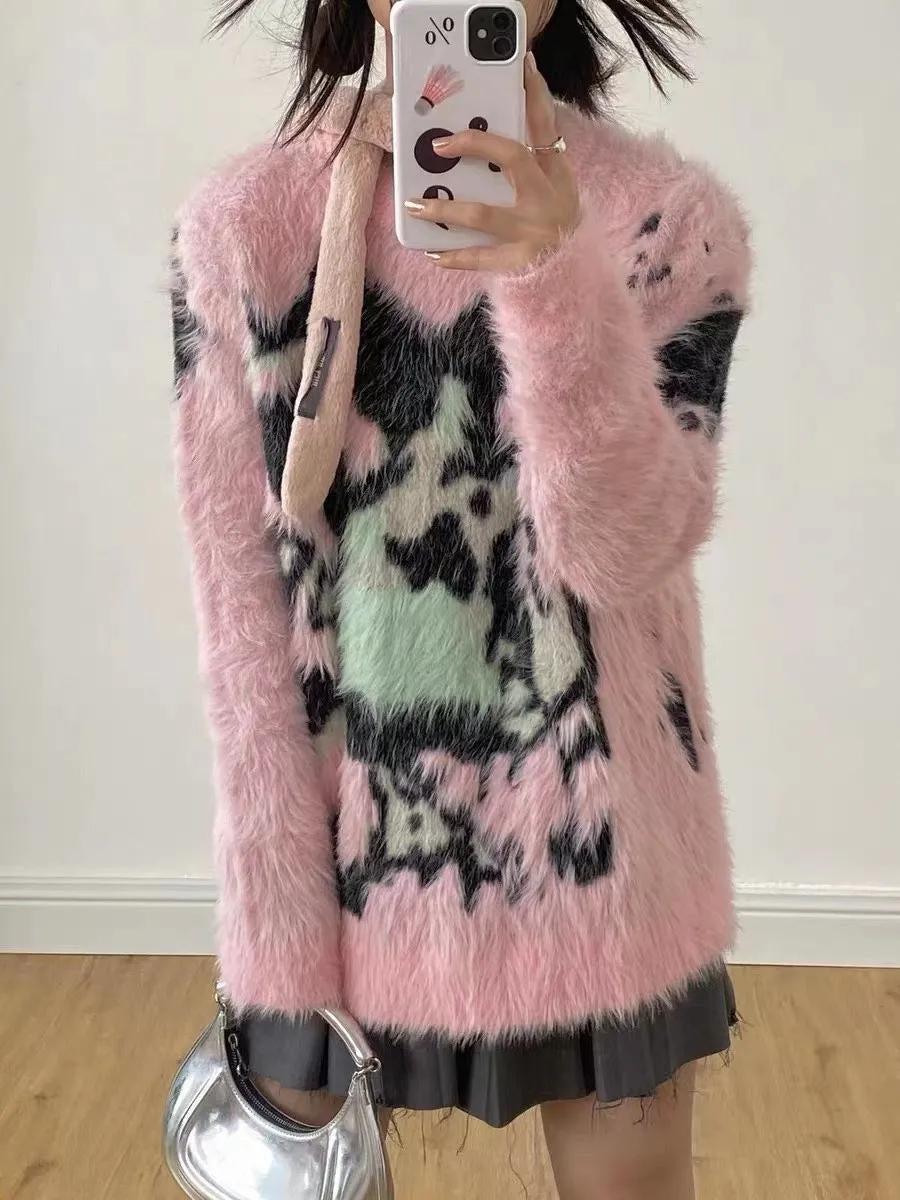 Y2K Aesthetic Fuzzy Sweater - Mauv Studio – MAUV STUDIO®