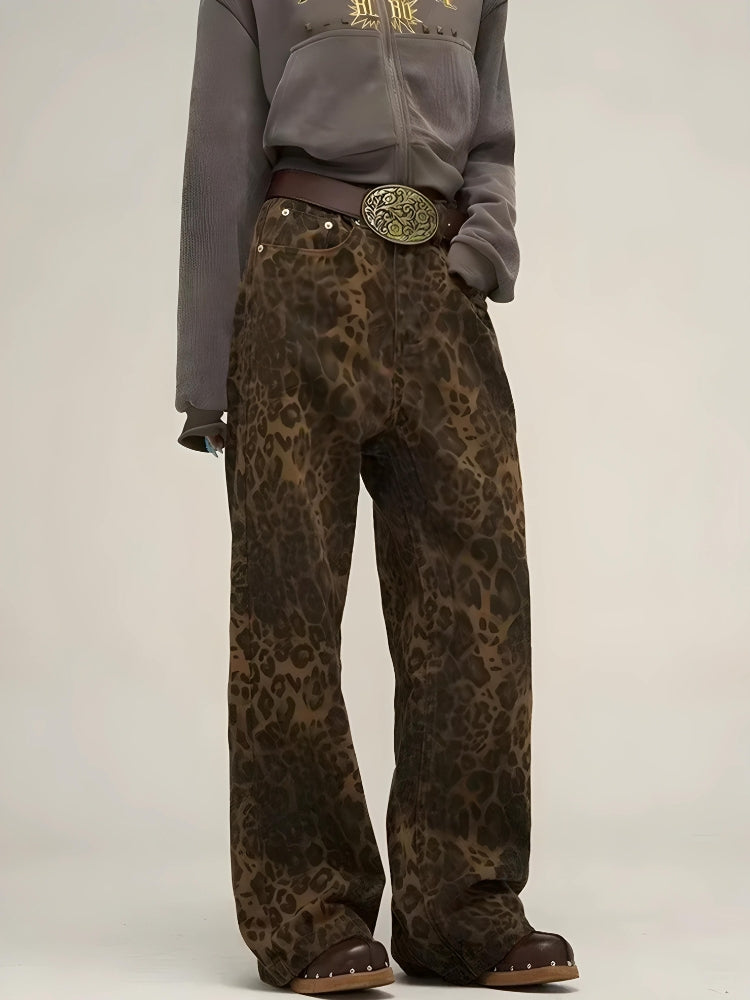 Y2K Leopard Straight Leg Pants – MAUV STUDIO®®