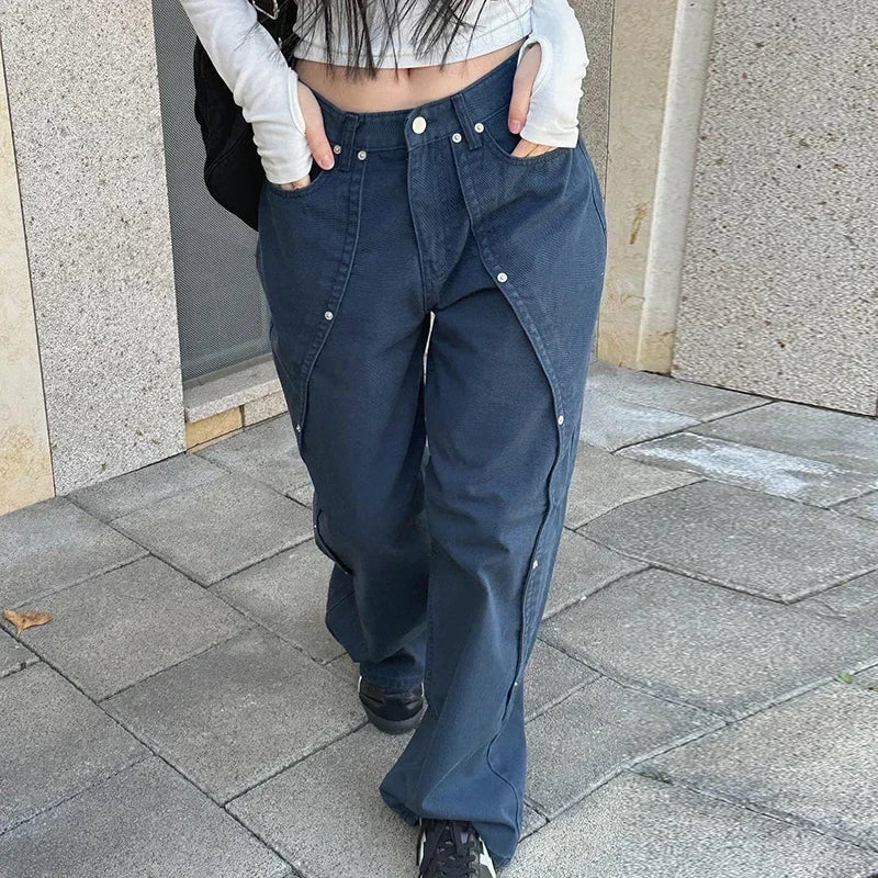 Y2K Patchwork Workwear Baggy Jeans – MAUV STUDIO®