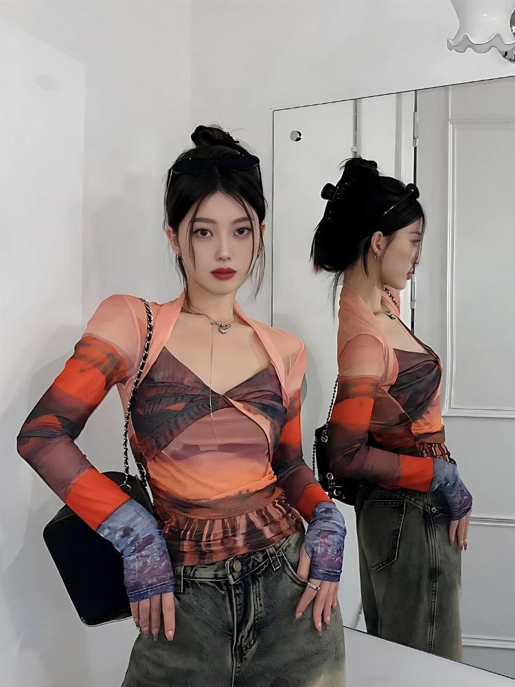 Y2K Sunset Mesh Top – MAUV STUDIO®® – MAUVSTUDIO®